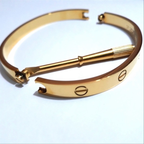 Jewelry | Gold Screw Cuff Bangle Love Style Bracelet | Poshmark